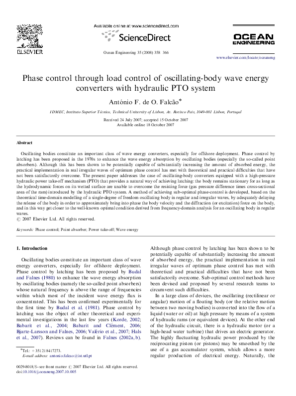 (PDF) Phase control through load control of oscillating-body wave ...