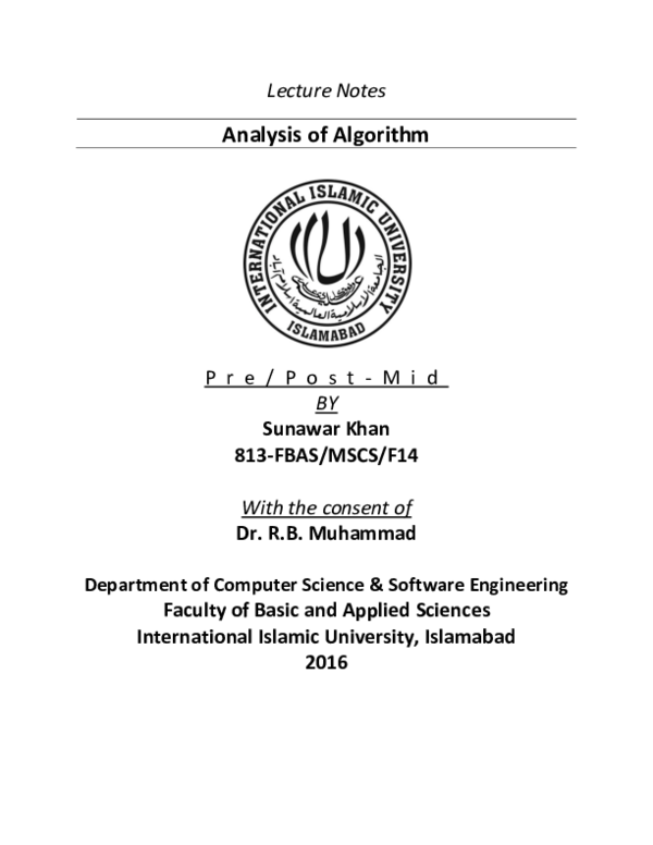 (PDF) Algorithm Analysis- | Sunwar Khan 813-FBAS/MSCS/F14 - Academia.edu (PDF) Algorithm Analysis- | Sunwar Khan 813-FBAS/MSCS/F14 - Academia.edu