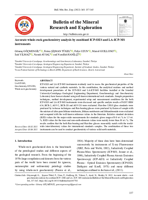 (PDF) Accurate whole-rock geochemistry analysis by combined ICP-OES and ...
