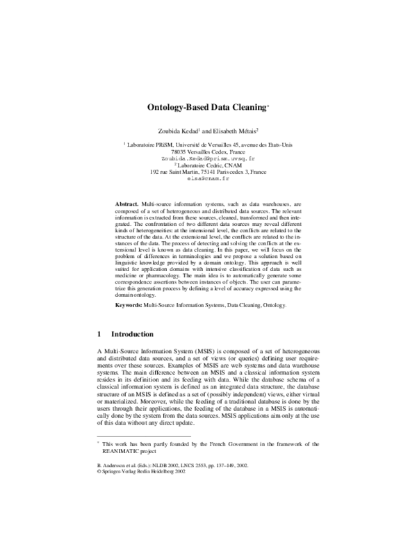 (PDF) Ontology-Based Data Cleaning