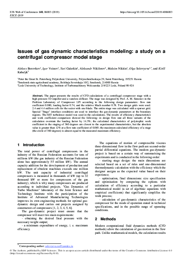(PDF) CFD Analysis of a Centrifugal Compressor Stage