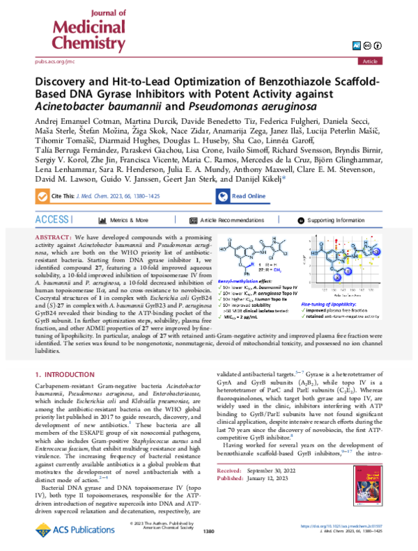 (PDF) Discovery and Hit-to-Lead Optimization of Benzothiazole Scaffold ...