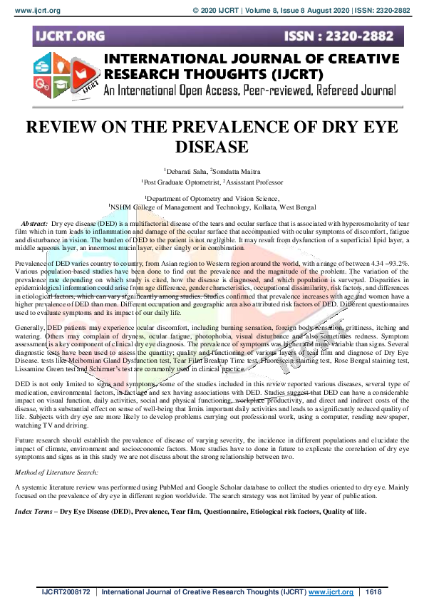 (PDF) Review on the Prevalence of Dry Eye Disease