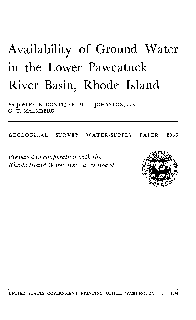(PDF) Availability of ground water in the lower Pawcatuck River basin ...