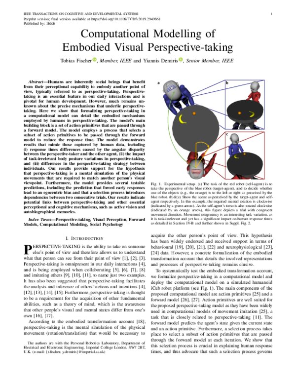 Pdf Computational Modeling Of Embodied Visual Perspective Taking