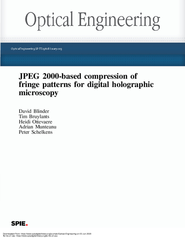 (PDF) JPEG 2000-based compression of fringe patterns for digital holographic microscopy | Adrian ...