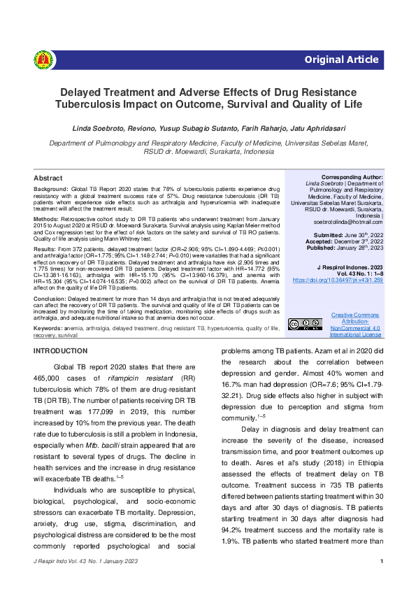 (PDF) Delayed Treatment and Adverse Effects of Drug Resistance ...