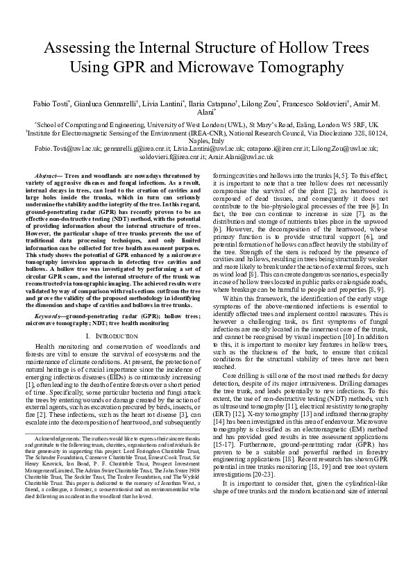 (PDF) Assessing the Internal Structure of Hollow Trees Using GPR and Microwave Tomography