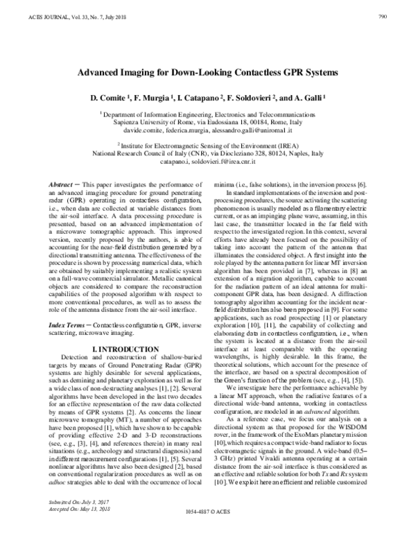 (PDF) Advanced imaging for down-looking contactless GPR systems