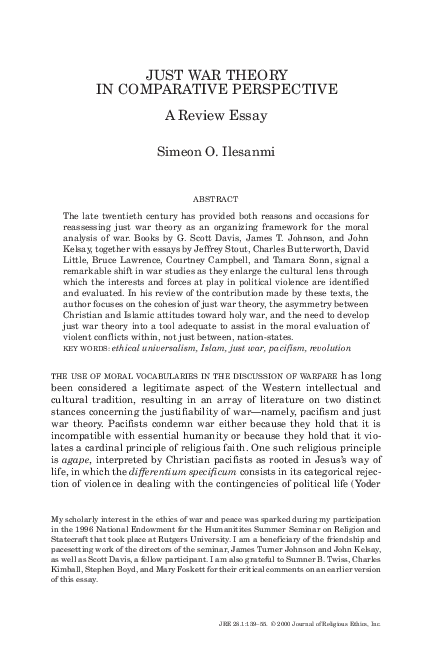 (PDF) Just War Theory In Comparative Perspective: A Review Essay