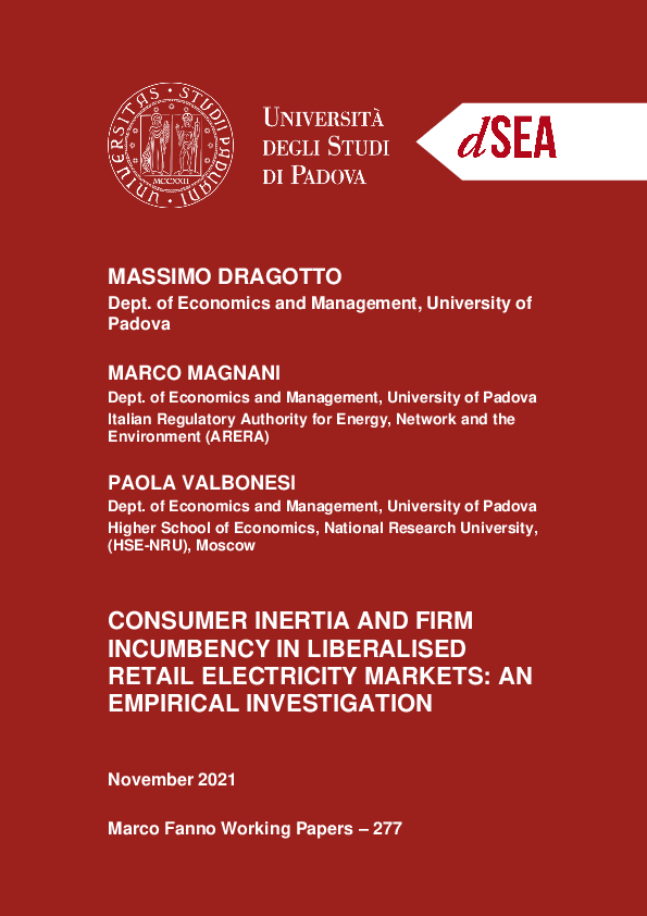 (PDF) Consumer Inertia and Firm Incumbency in Liberalised Retail ...