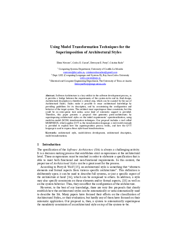 Pdf Using Model Transformation Techniques For The Superimposition Of