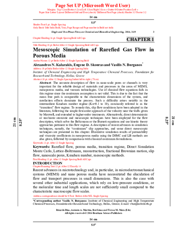 (PDF) Mesoscopic Simulation of Rarefied Gas Flow in Porous Media