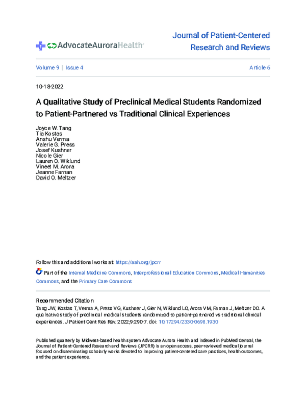 (PDF) A Qualitative Study of Preclinical Medical Students Randomized to ...