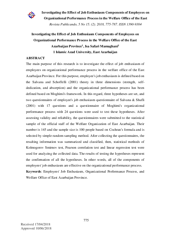 (PDF) Investigating the Effect of Job Enthusiasm Components of ...