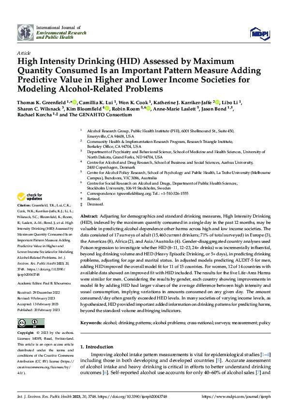 (PDF) High Intensity Drinking (HID) Assessed by Maximum Quantity ...