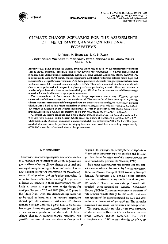 (PDF) Climate change scenarios for the assessments of the climate ...