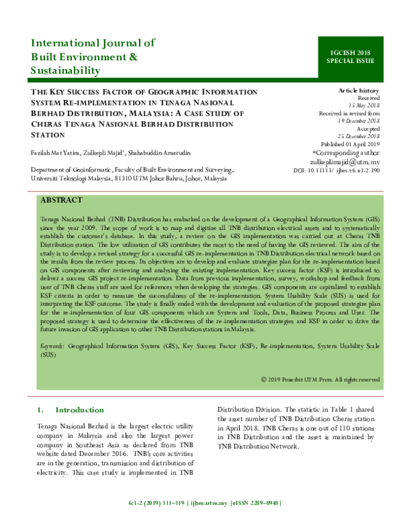 (PDF) The Key Success Factor of Geographic Information System Re ...