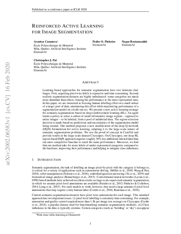 (PDF) Reinforced active learning for image segmentation