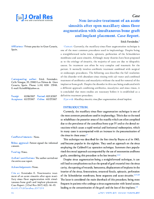 (PDF) Non-invasive treatment of an acute sinusitis after open maxillary ...