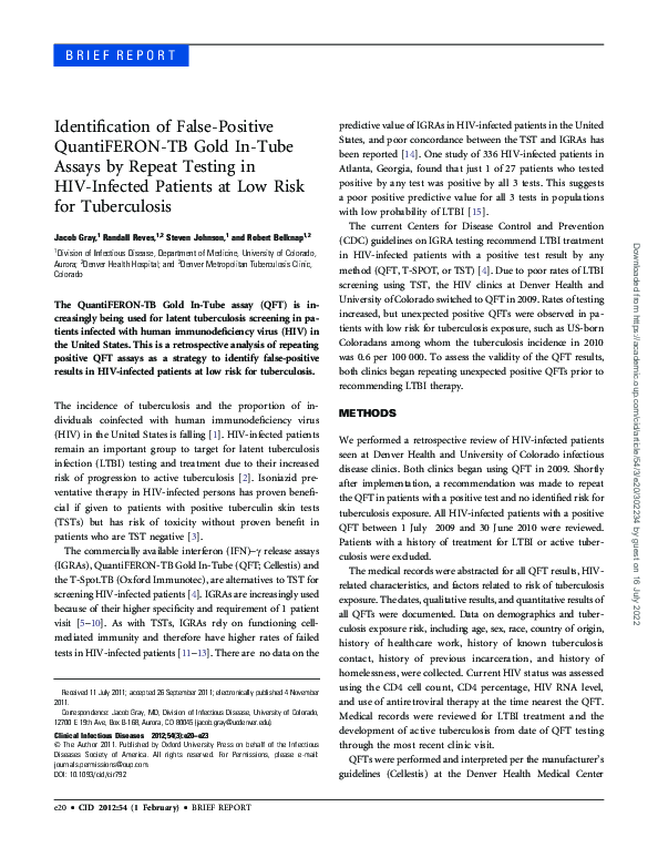 (PDF) Identification of False-Positive QuantiFERON-TB Gold In-Tube ...
