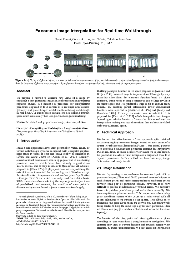 (PDF) Panorama image interpolation for real-time walkthrough