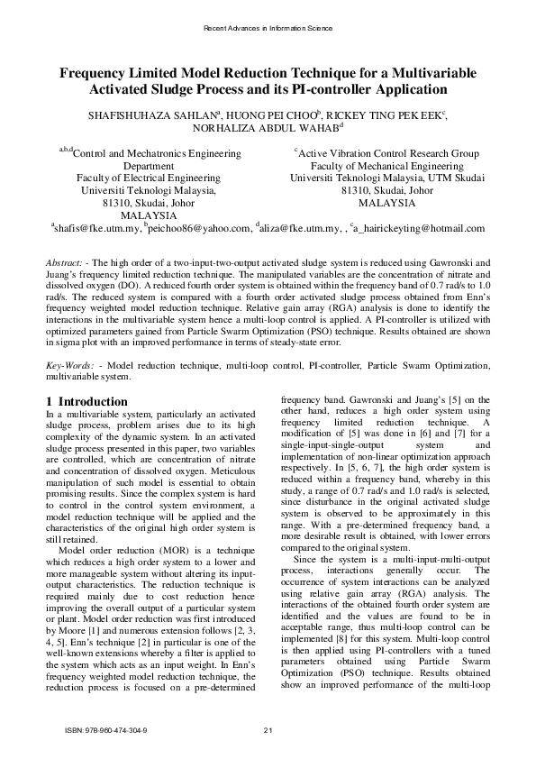 Pdf Frequency Limited Model Reduction Technique For A Multivariable