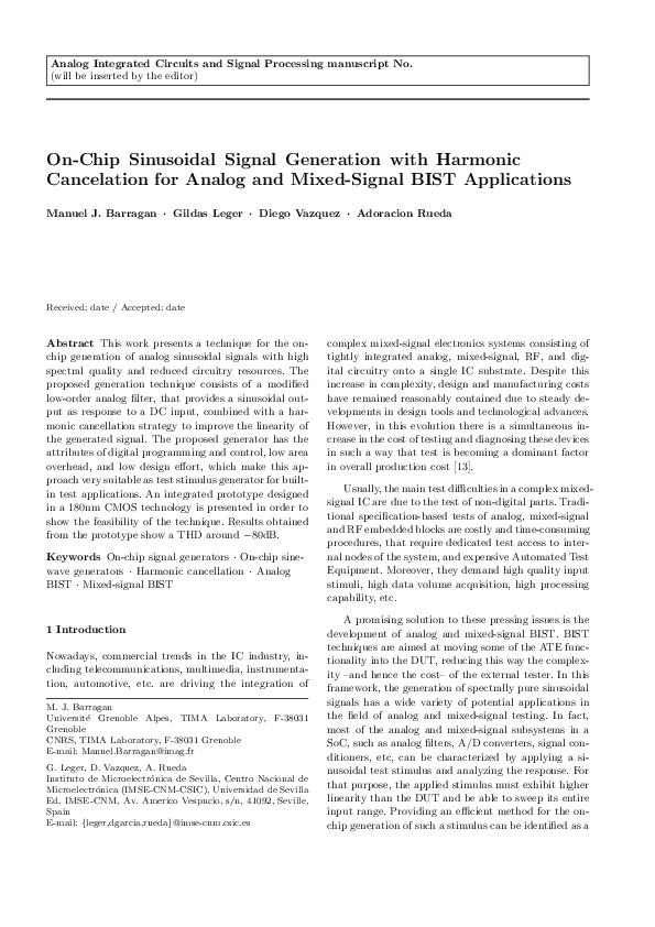 (PDF) On-chip sinusoidal signal generation with harmonic cancelation ...