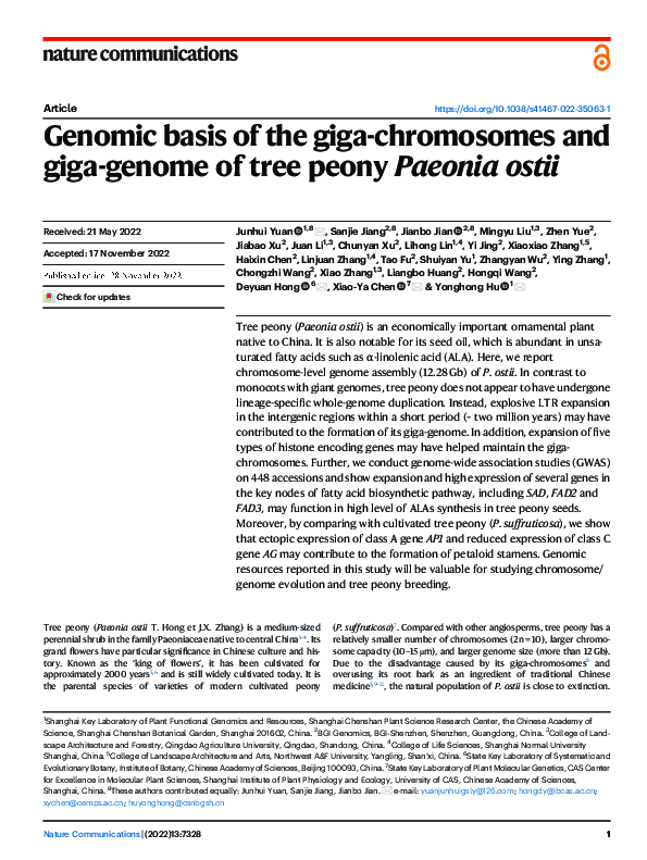 (PDF) Genomic basis of the giga-chromosomes and giga-genome of tree ...