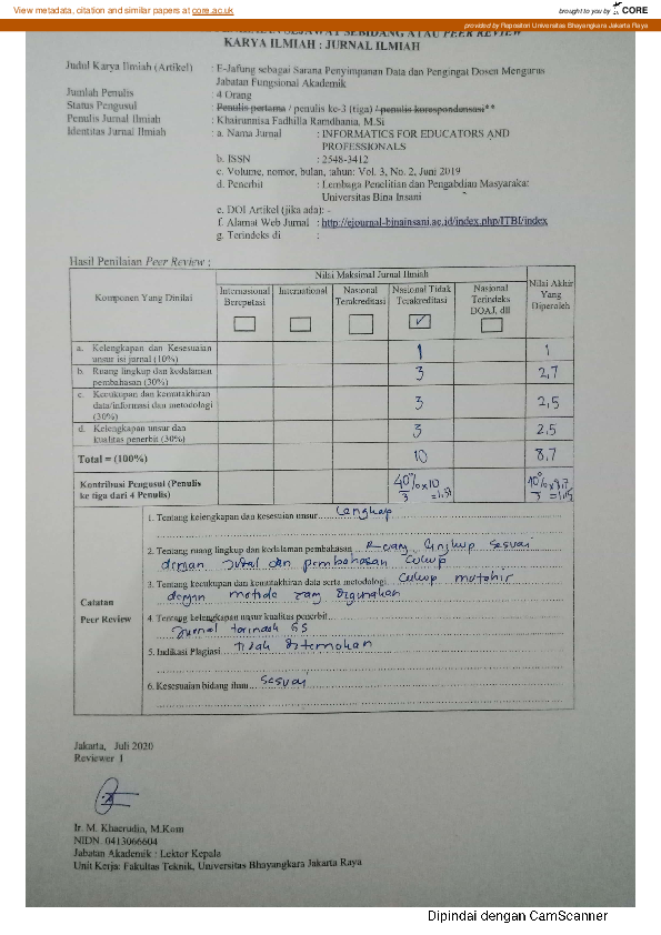 (PDF) Peer Review Jurnal 2 (E-Jafung sebagai Sarana Penyimpanan Data ...