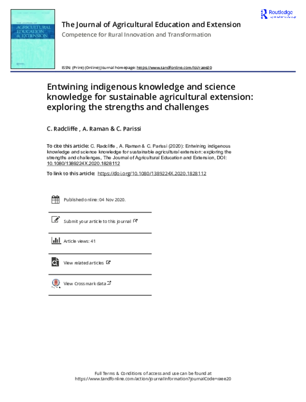 (PDF) Entwining indigenous knowledge and science knowledge for ...