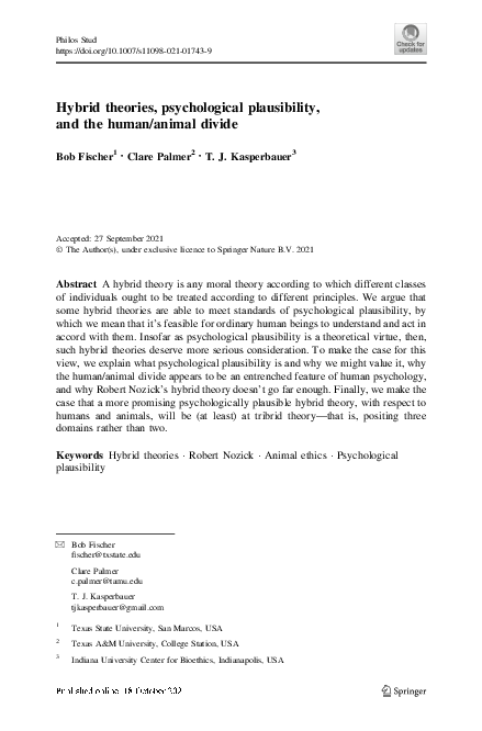 (PDF) Hybrid theories, psychological plausibility, and the human/animal ...