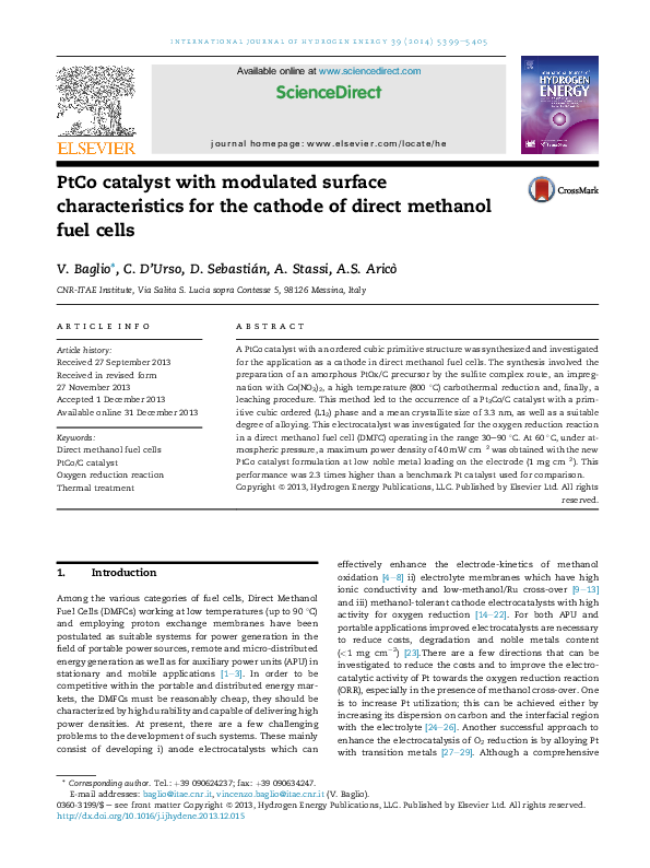 Pdf Ptco Catalyst With Modulated Surface Characteristics For The Cathode Of Direct Methanol