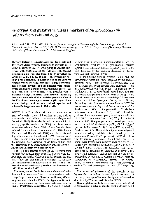 (PDF) Serotypes and putative virulence markers of Streptococcus suis ...
