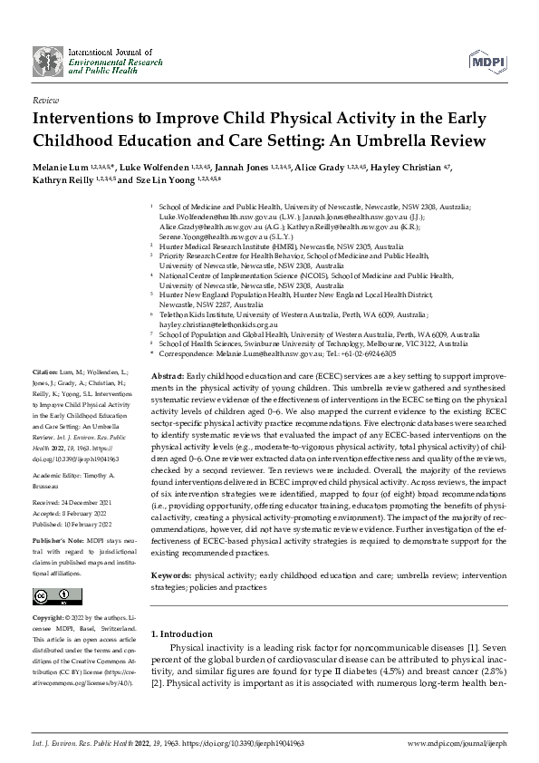 (PDF) Interventions to Improve Child Physical Activity in the Early ...