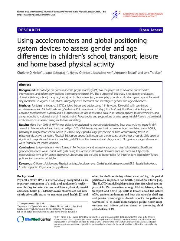 (PDF) Using accelerometers and global positioning system devices to assess gender and age ...