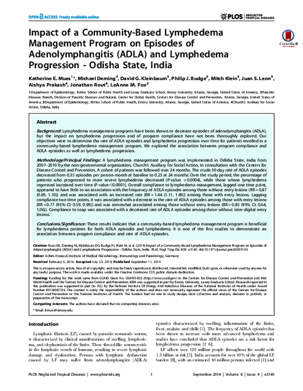 (PDF) Impact of a community-based lymphedema management program on ...