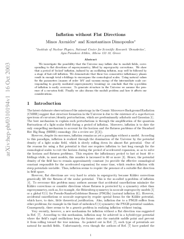 (PDF) Inflation without Flat Directions