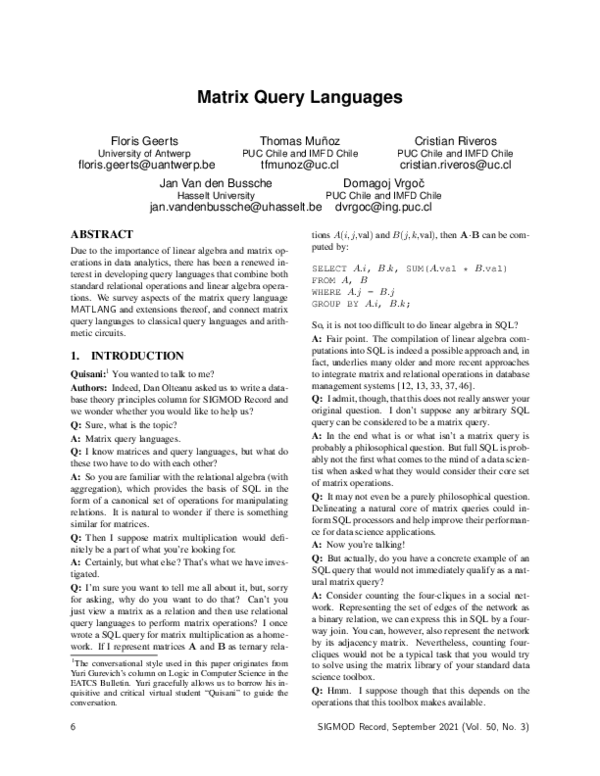 (PDF) Matrix Query Languages