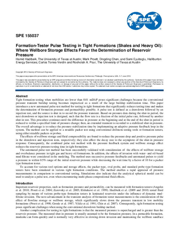 (PDF) Formation-Tester Pulse Testing in Tight Formations (Shales and ...