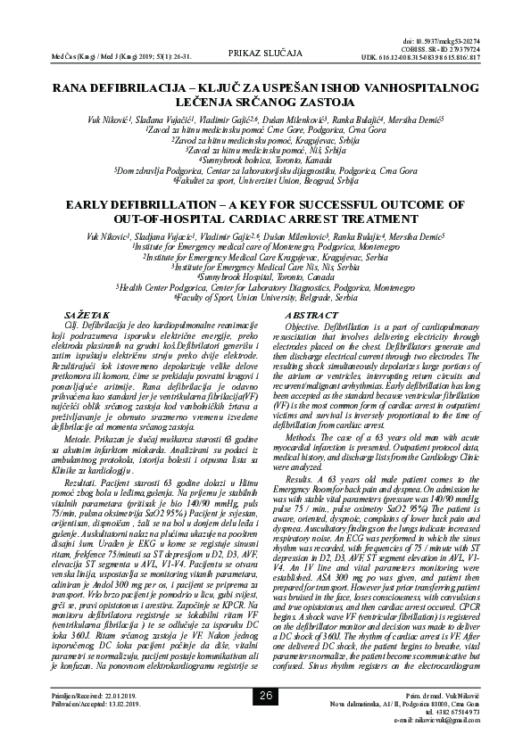 (PDF) Early defibrillation: A key for successful outcome of out-of ...