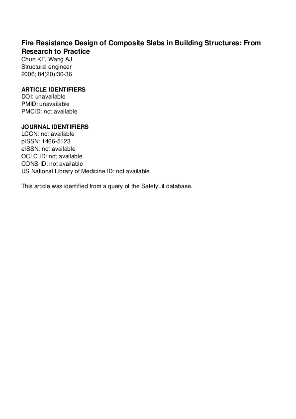 (PDF) Fire resistance design of composite slabs in building structures ...