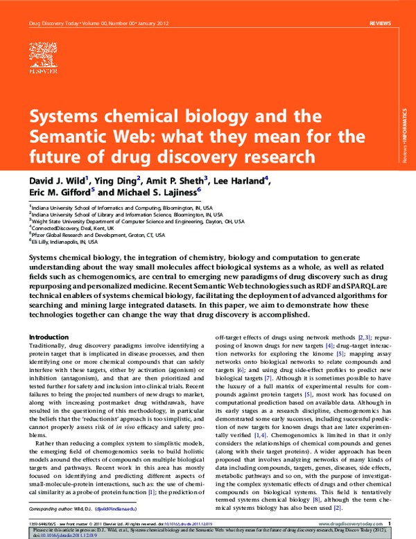 (PDF) Systems chemical biology and the Semantic Web: what they mean for the future of drug ...