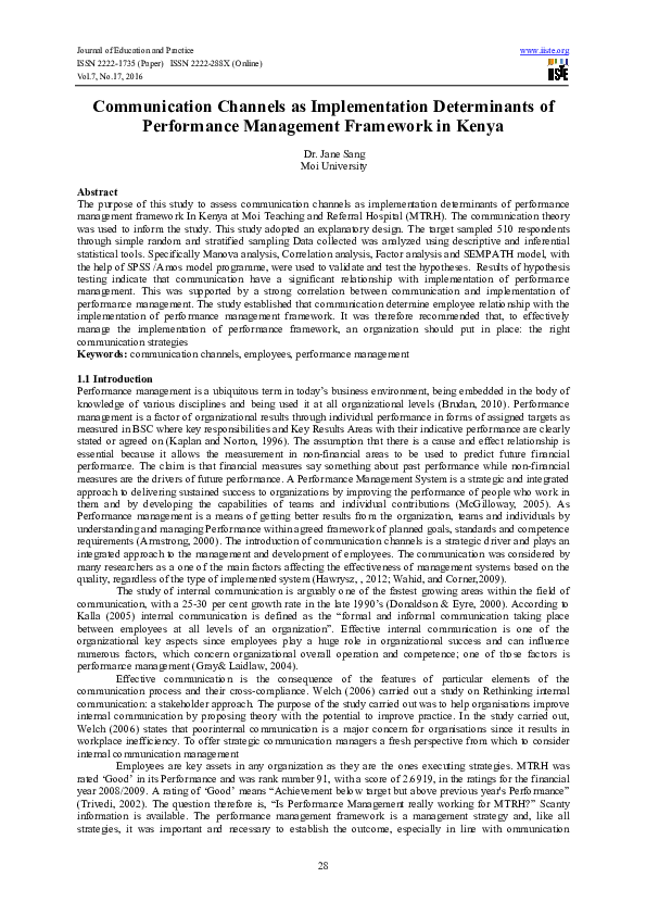 (PDF) Communication's Role in Performance Management