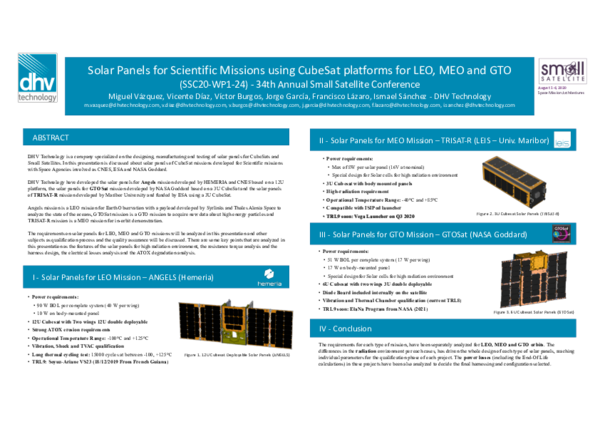 (PDF) Solar Panels for Scientific Missions Using CubeSat Platforms for ...