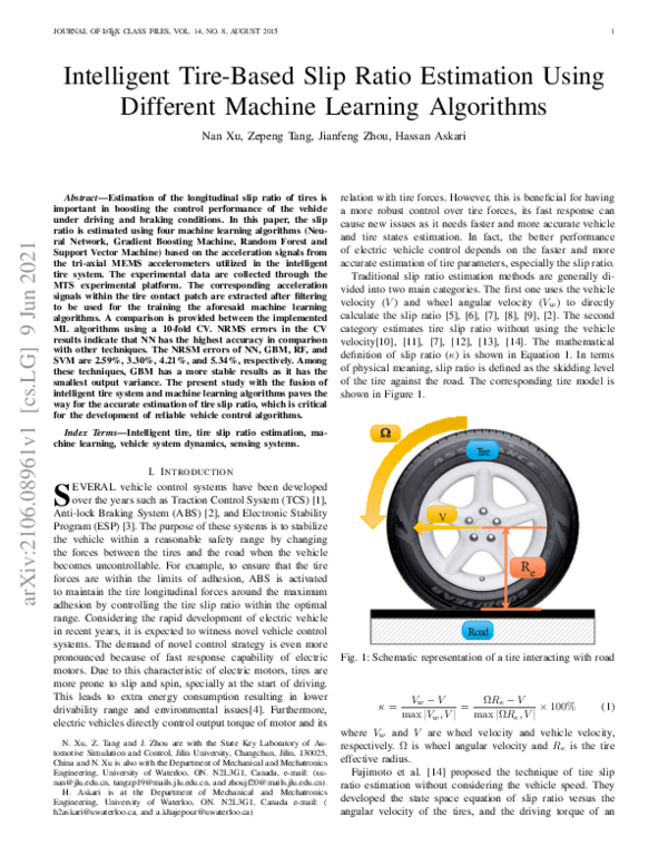 (PDF) Intelligent Tire-Based Slip Ratio Estimation Using Different ...