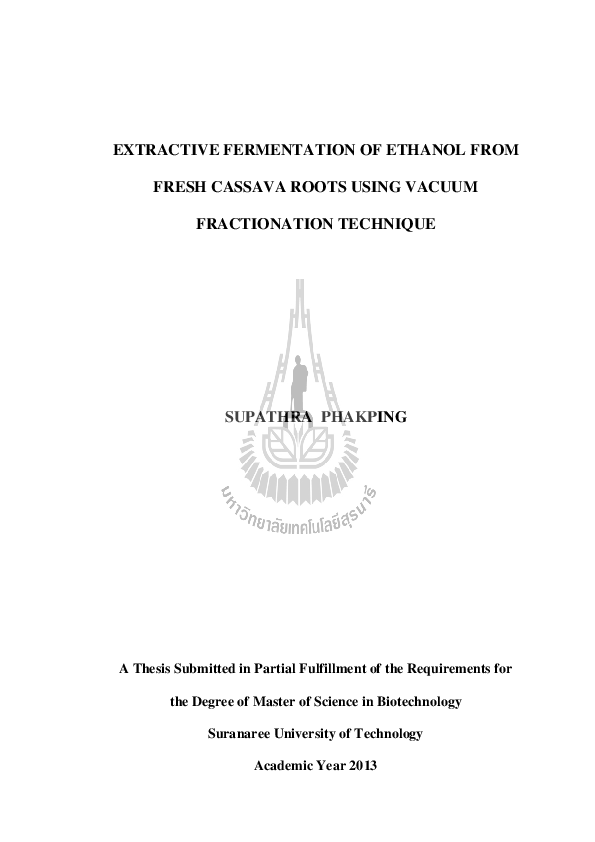 (PDF) Extractive Fermentation of Ethanol from Fresh Cassava Roots Using ...