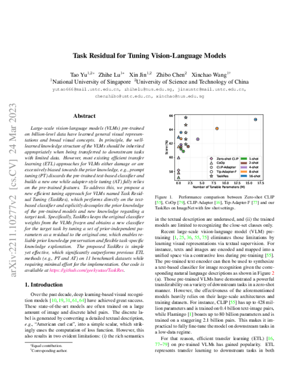 (PDF) Task Residual for Tuning Vision-Language Models