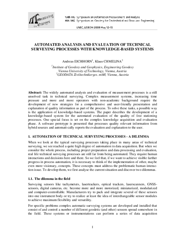 (PDF) Automated Analysis and Evaluation of Technical Surveying Processes with Knowledge-Based ...