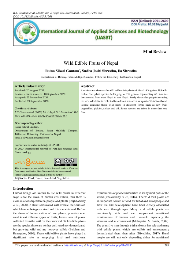 (PDF) Wild Edible Fruits of Nepal